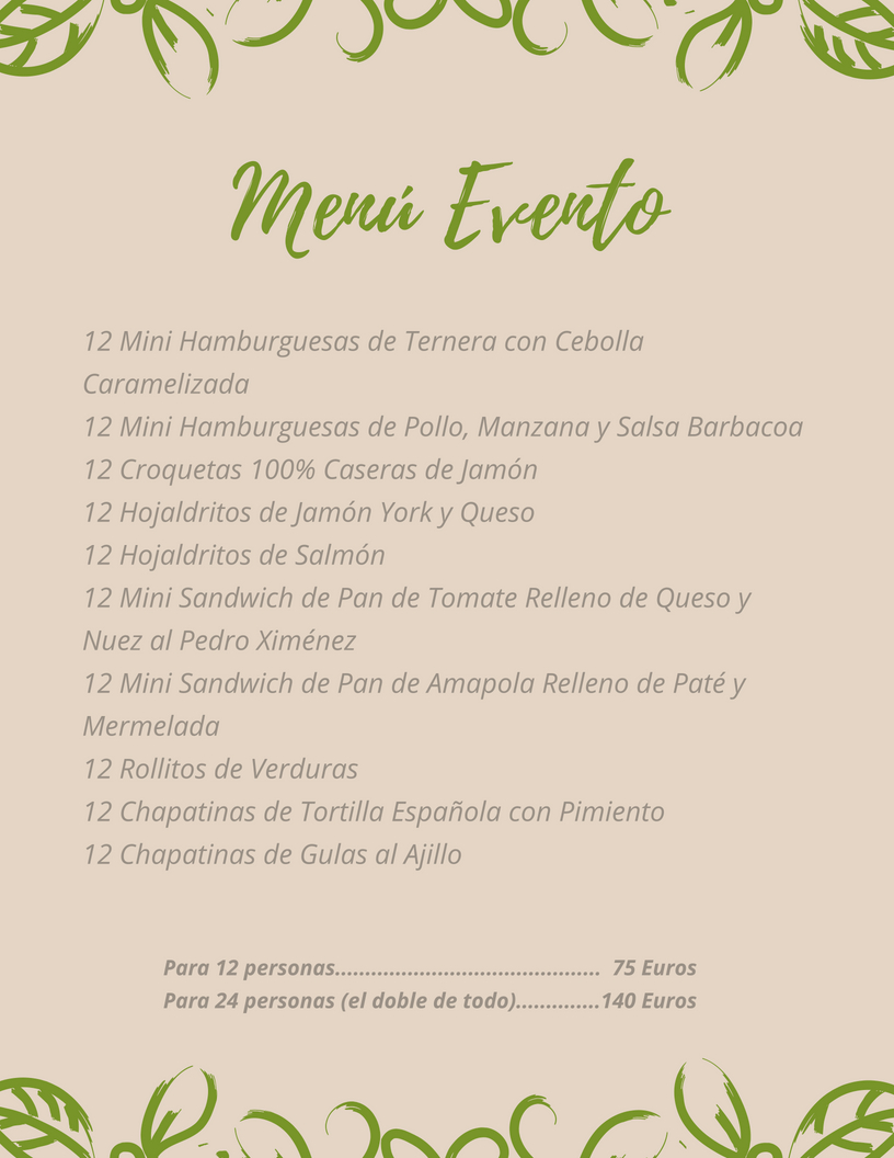 Menú Evento | Happy Planet