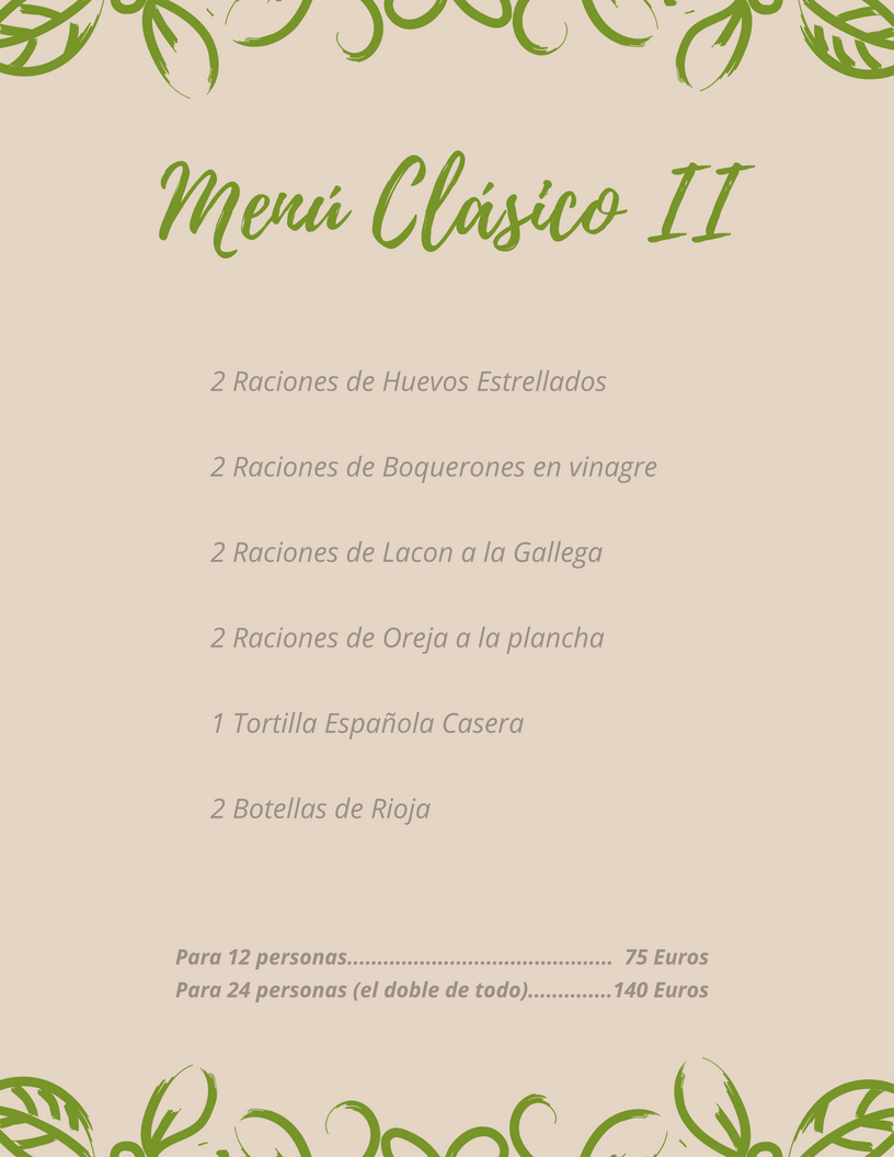 Menú clásico 2 | Happy Planet